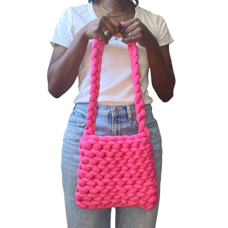 Pink Tubular Yarn Hand Crochet Purse - Etsy