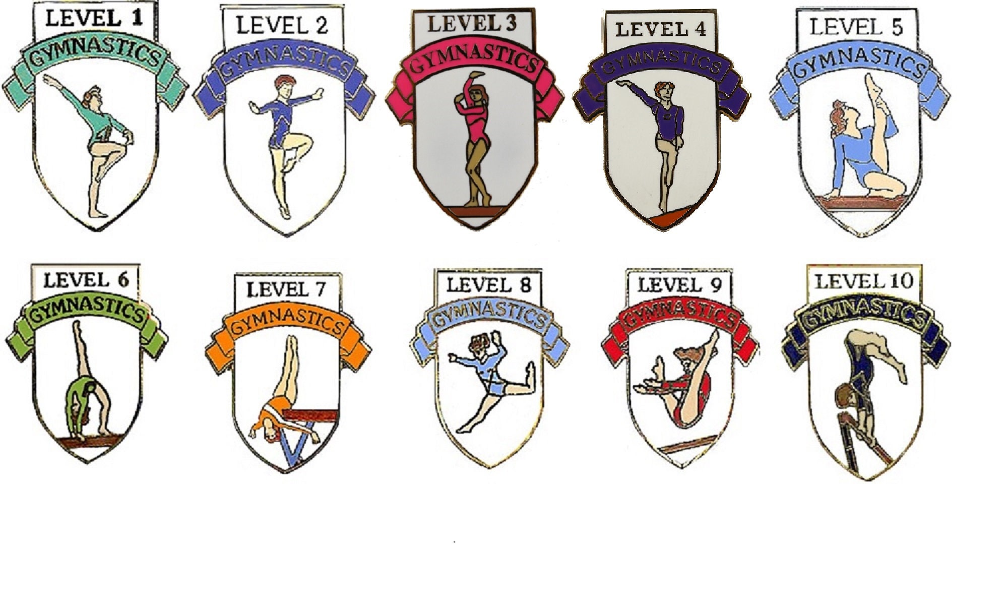 Gymnastics Level Pins Levels 1 10 - Etsy Denmark