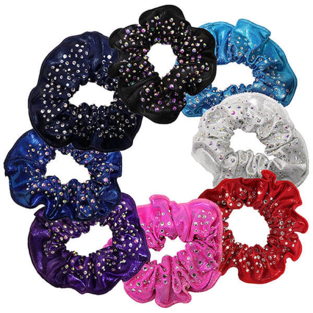 Mystique Hair Scrunchie With Crystal AB Rhinestones for Gymnastics ...