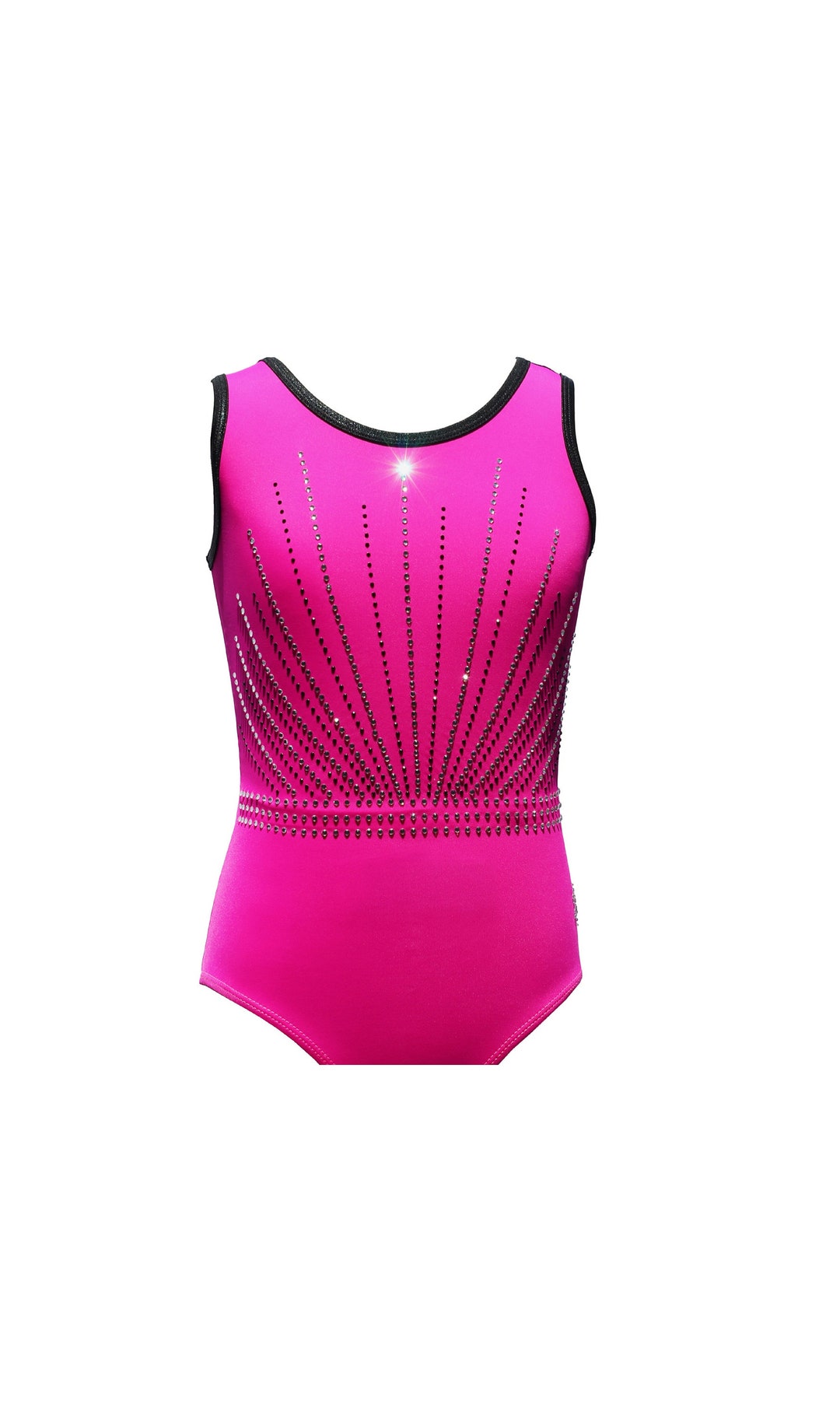Pretty in Pink Rhinestone Gymnastics or Dance Girls Pink and Black ...