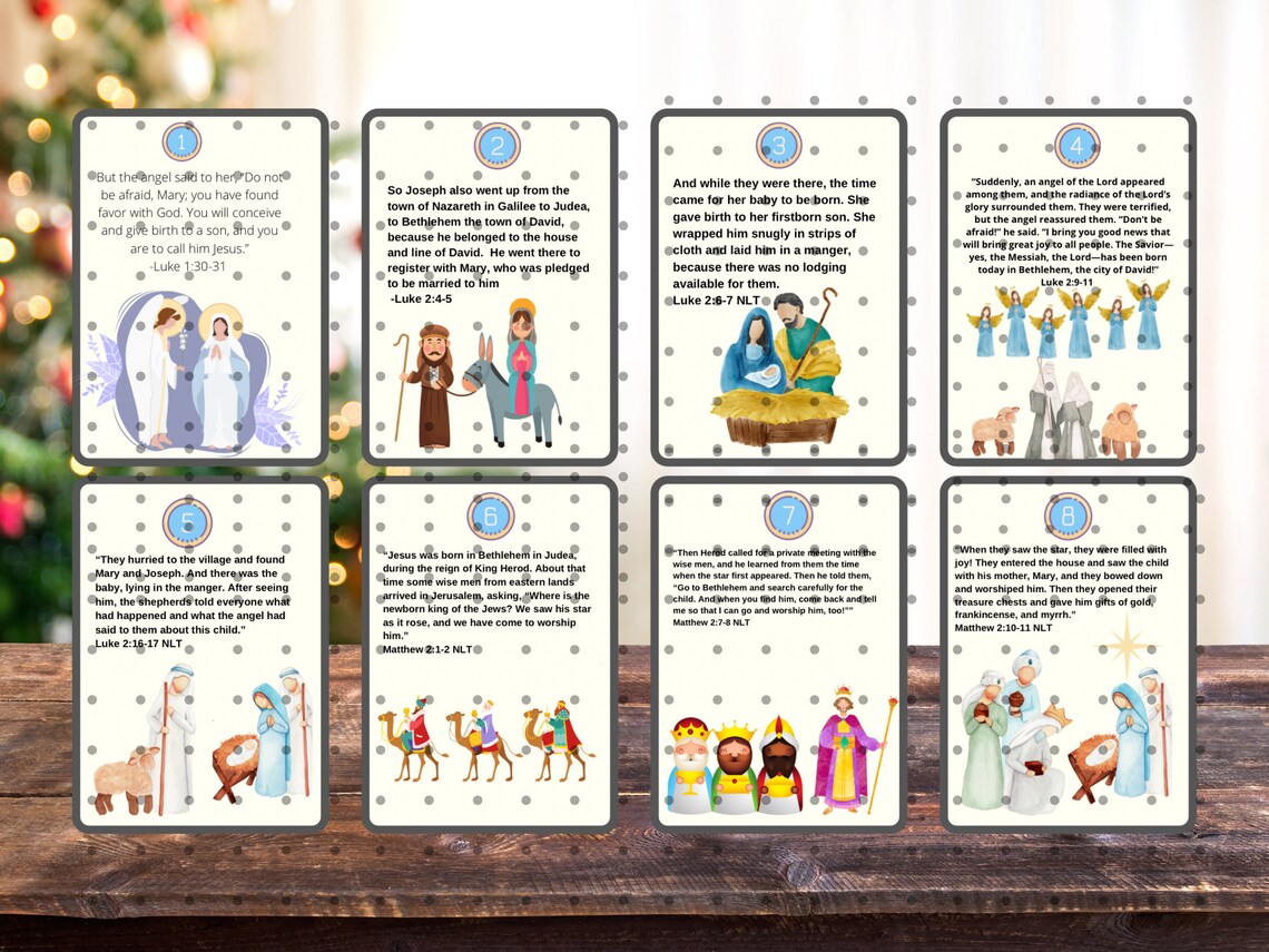 Nativity Story Cards Pdf Print, Christmas Story Cards, Easter Card Set ...