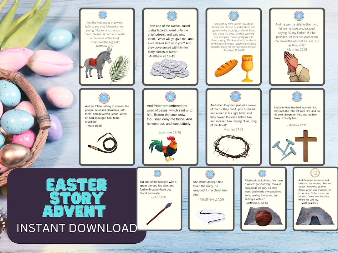 Resurrection Egg Cards Pdf Print, Bible Verse Cards, Easter Card Set ...