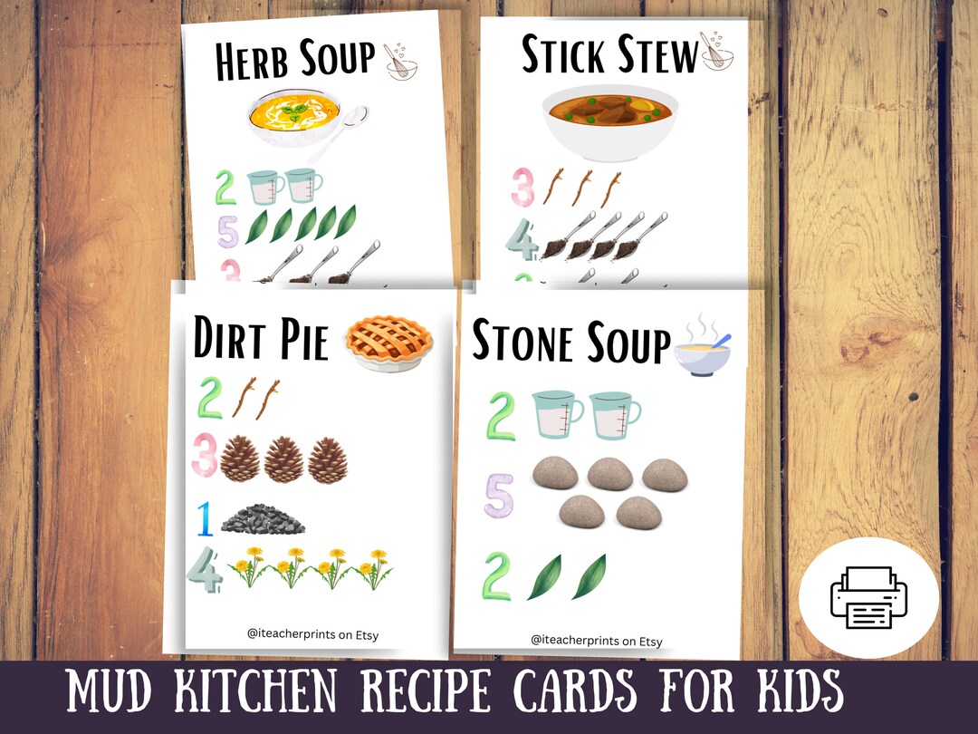 Mud Kitchen Recipe Cards, Nature Play, Outdoor Activity Preschool ...