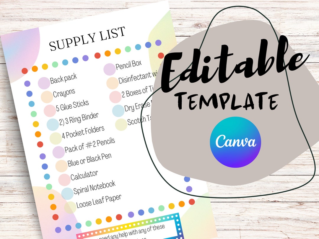 Open House School Supply Template, Meet the Teacher Template, Back to ...