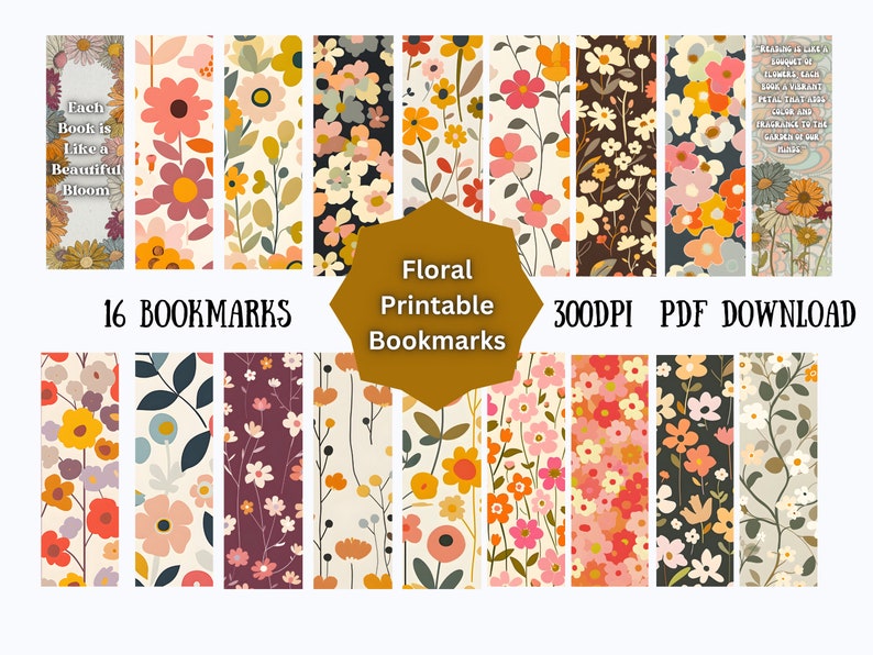 Floral Bookmarks Printable Bookmarks, Printable Book Tabs, Pastel ...
