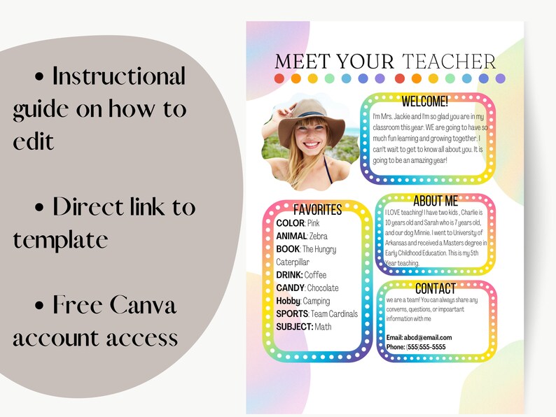 All About My Teacher, Open House Teacher Template, Meet the Teacher ...