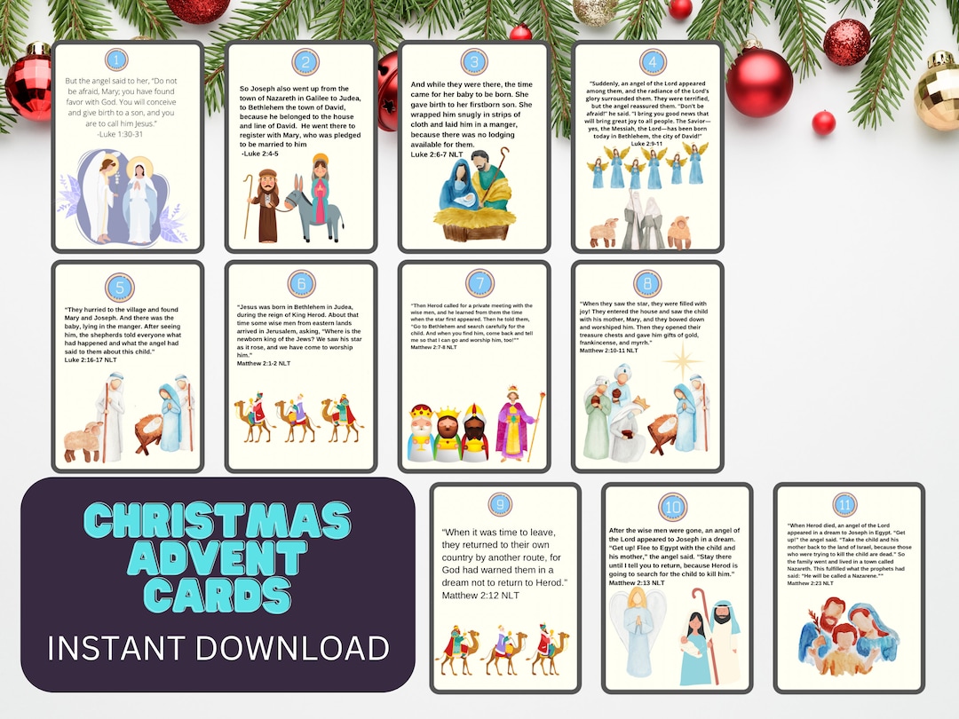 Nativity Story Cards Pdf Print, Christmas Story Cards, Easter Card Set ...