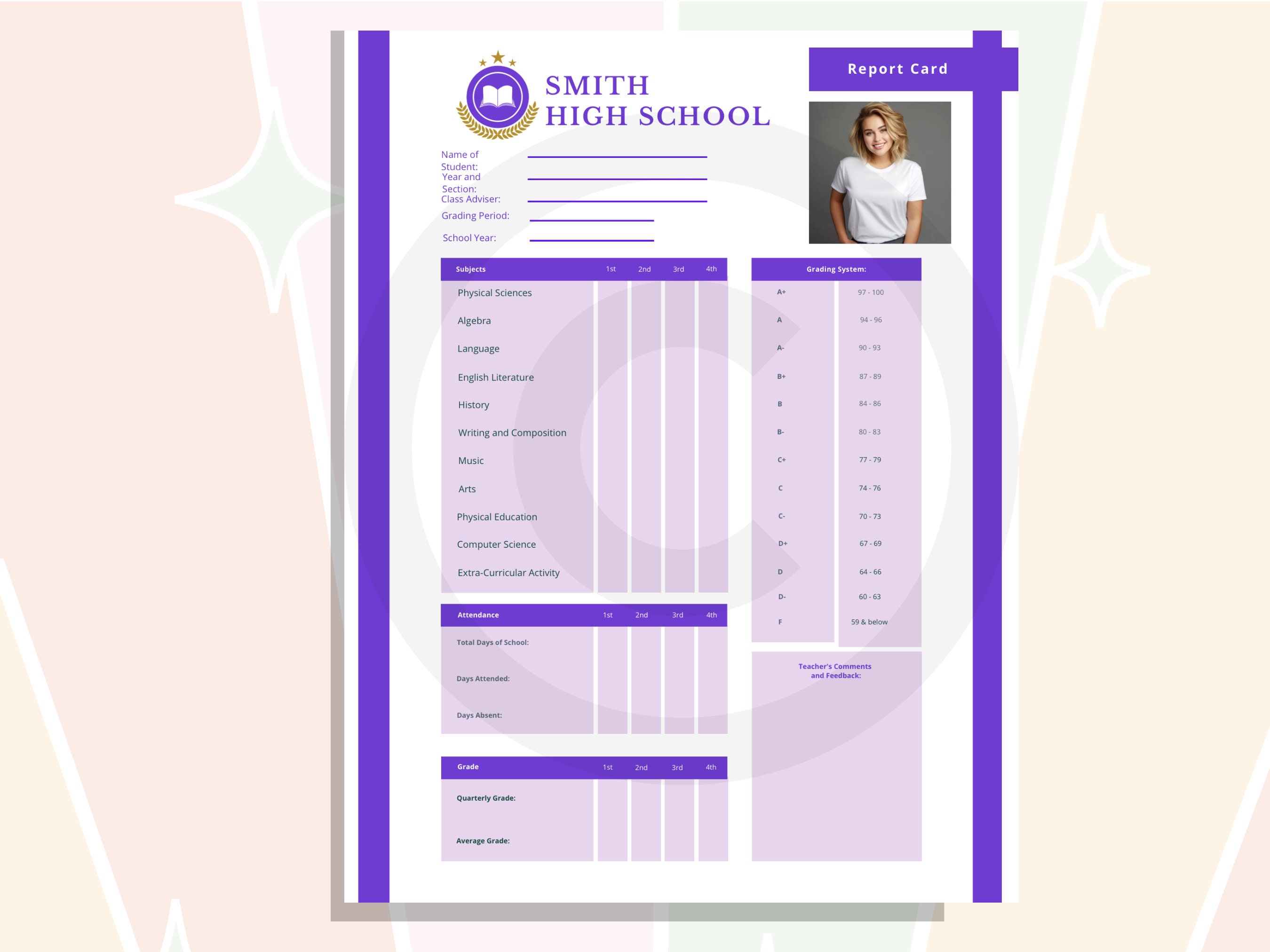 Transcript Maker, Report Card Template, Transcript Template, Homeschool ...