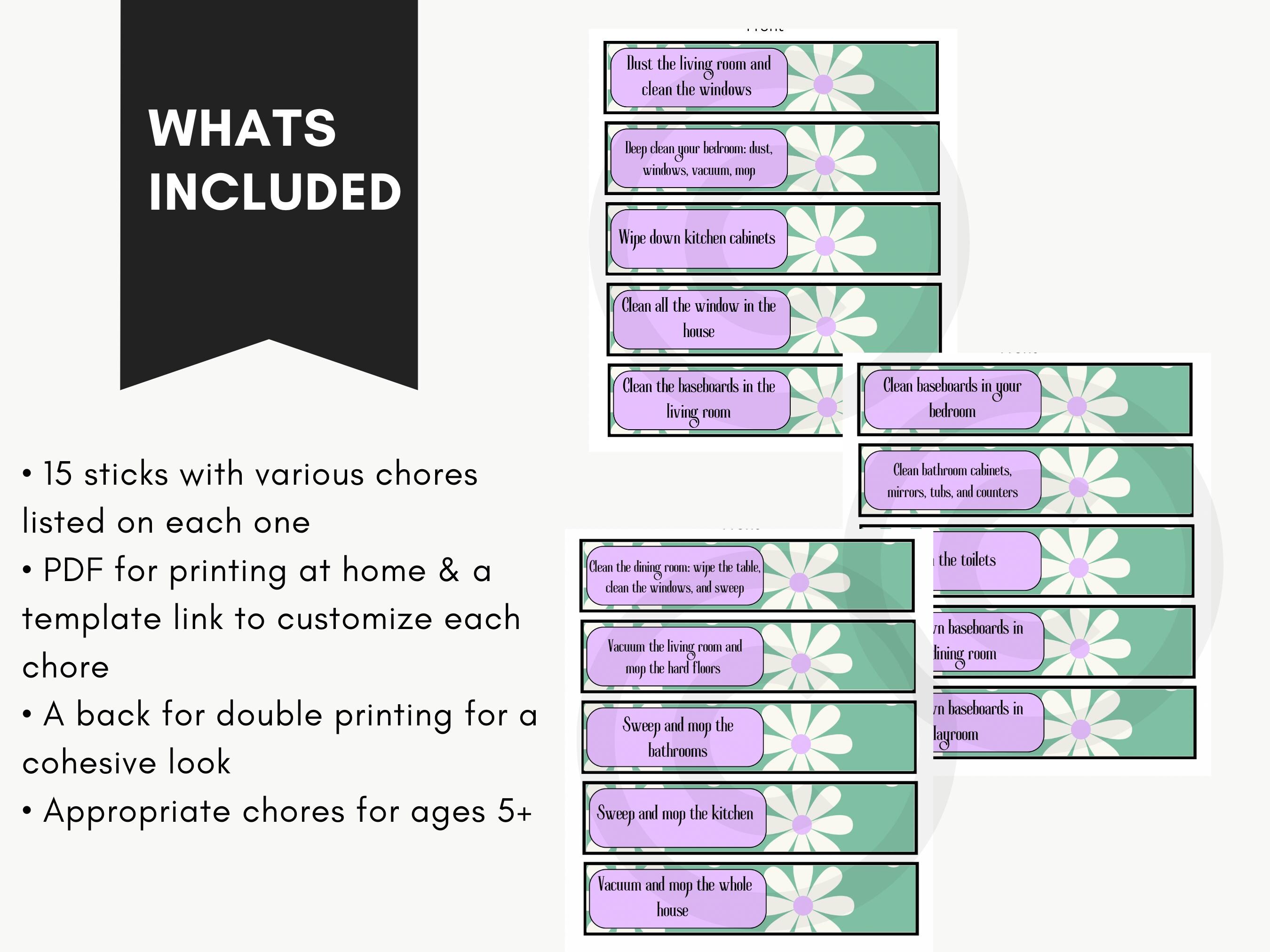 Chore List, Editable Chore Chart, Sibling Cooperation Solution, Chore ...