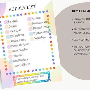 Open House School Supply Template, Meet the Teacher Template, Back to ...
