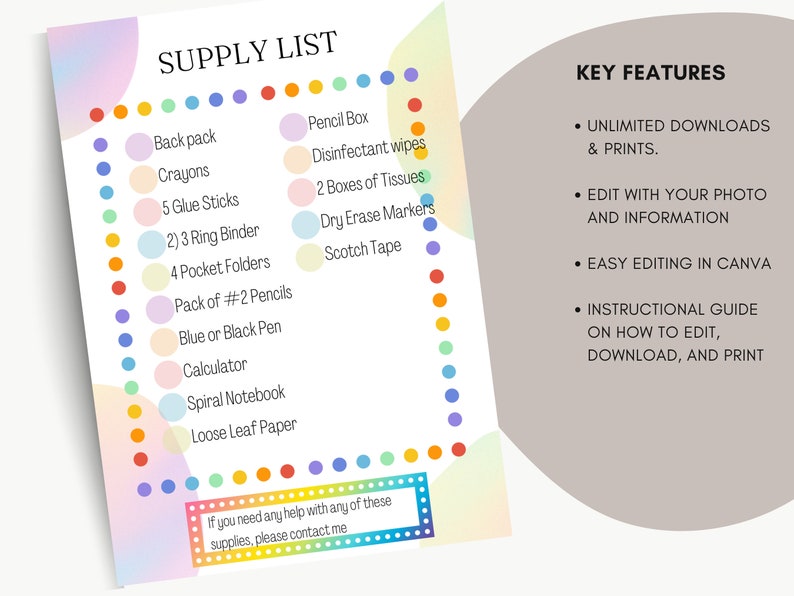Open House School Supply Template, Meet the Teacher Template, Back to ...