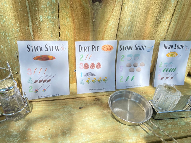 Mud Kitchen Recipe Cards, Nature Play, Outdoor Activity Preschool ...