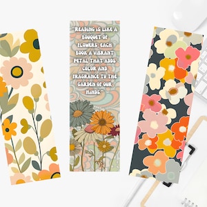 Floral Bookmarks Printable Bookmarks, Printable Book Tabs, Pastel ...