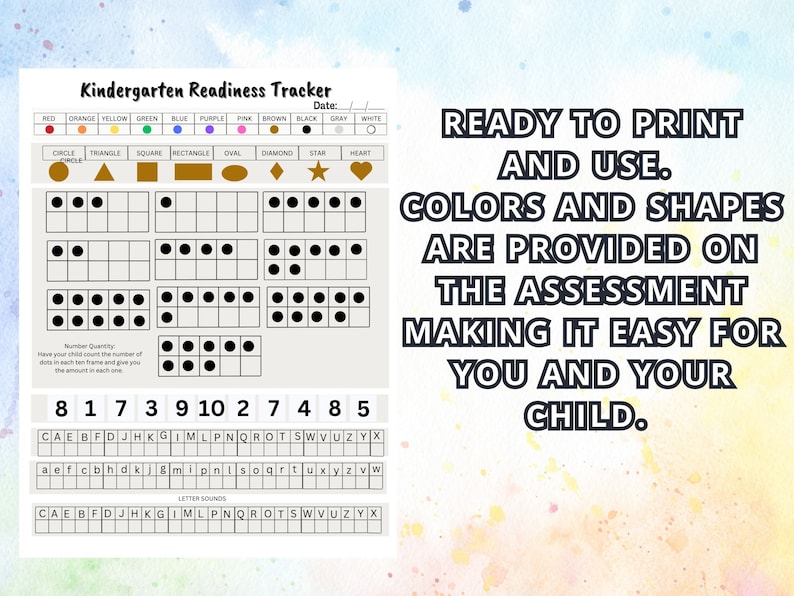 Kindergarten Readiness Assessment Printable | Preschool Skills ...