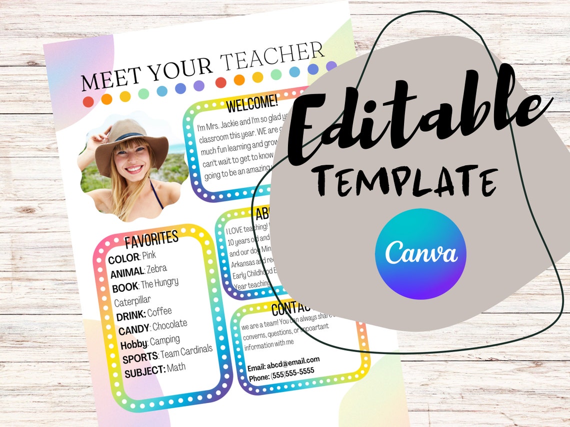 All About My Teacher, Open House Teacher Template, Meet the Teacher ...
