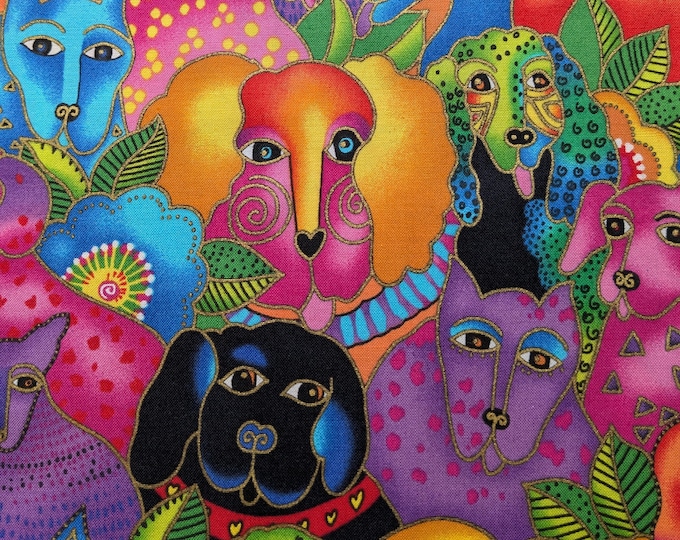 Laurel Burch Retired Dogs and Doggies by for Clothworks - Quilt Cotton ...