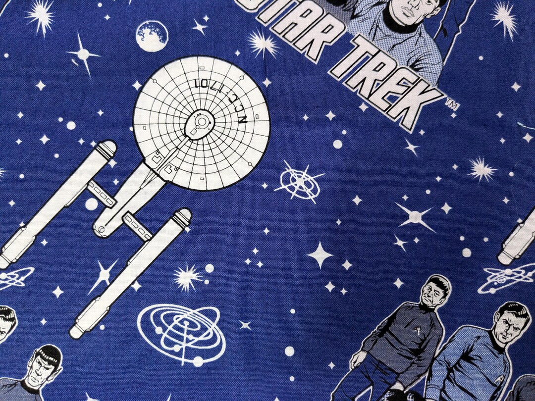 Star Trek Fabric - Captain Kirk, Spock, Uhura, Sulu and the Enterprise ...