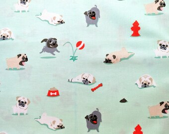 Pug Fabric Pugs Dog or Hydrant Day by Teresamagnuson Pug - Etsy