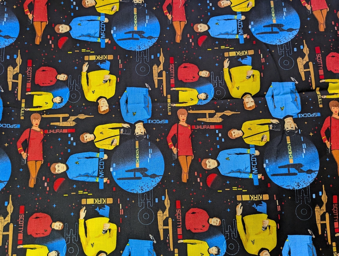 Star Trek Fabric: Captain Kirk, Spock, Uhura - Camelot Cotton Fat ...