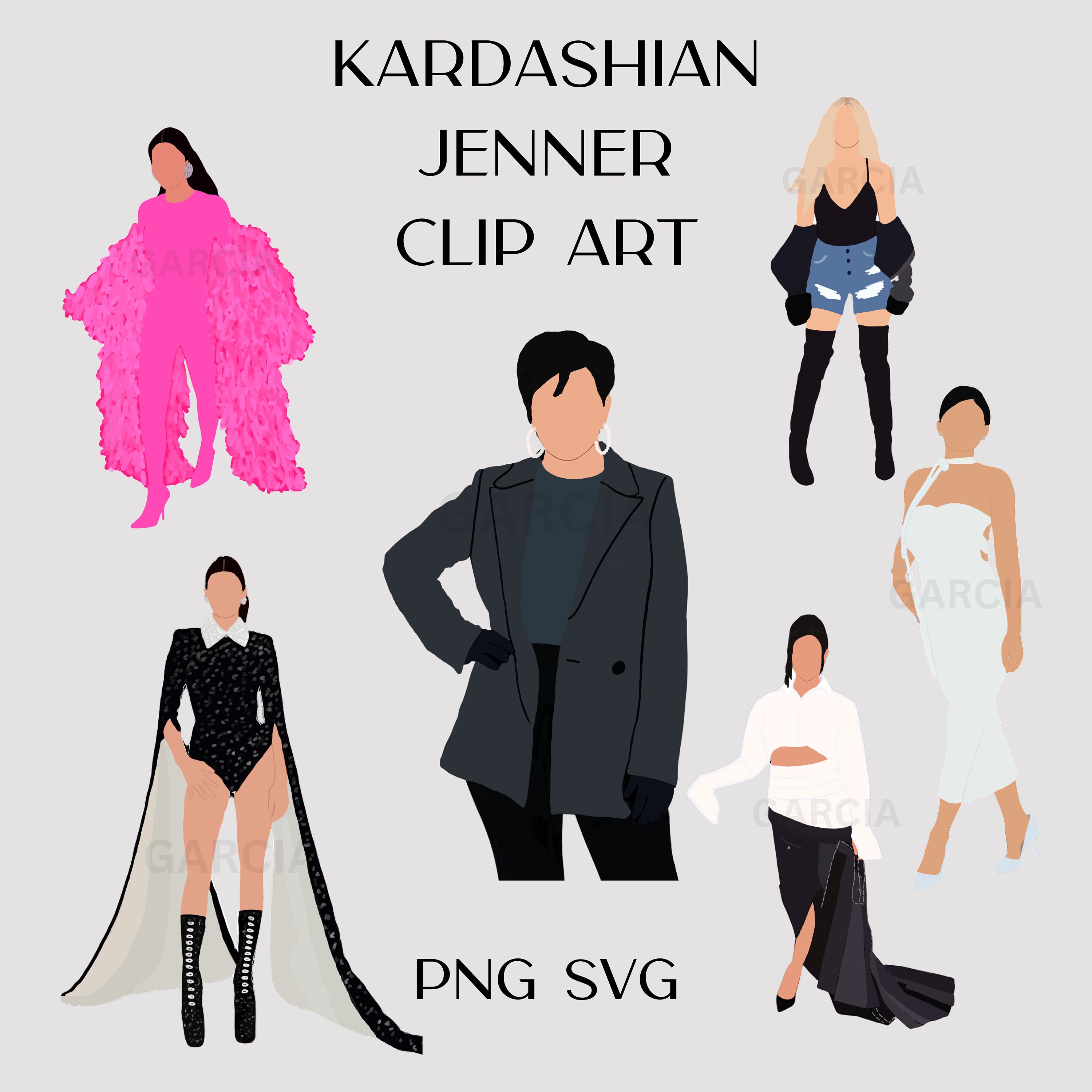 Kardashian Jenner Clip Art Kim Khloe Kendall Kourtney Kylie Kris PNG ...