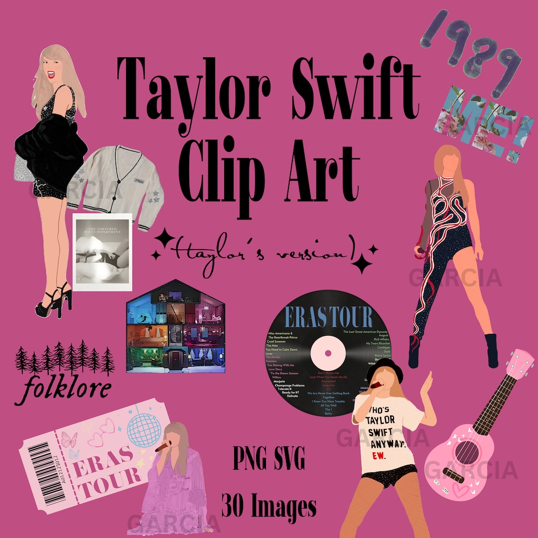 Taylor Swift Clip Art Bundle 30 Images Swiftie Cutting Machine Crafting ...