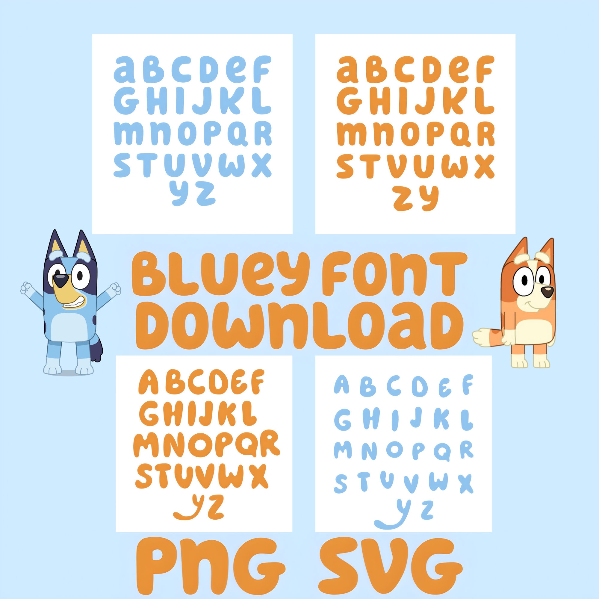 Bluey Fonts PNG SVG Blue Font Orange Font Instant Download - Etsy