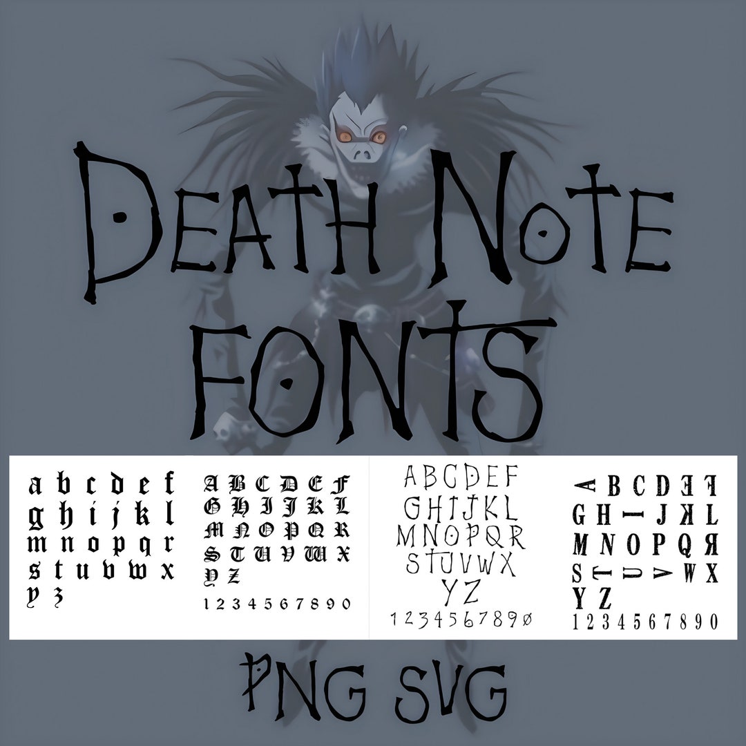 Death Note Fonts PNG SVG Cricut Cutting Machines and More Instant ...