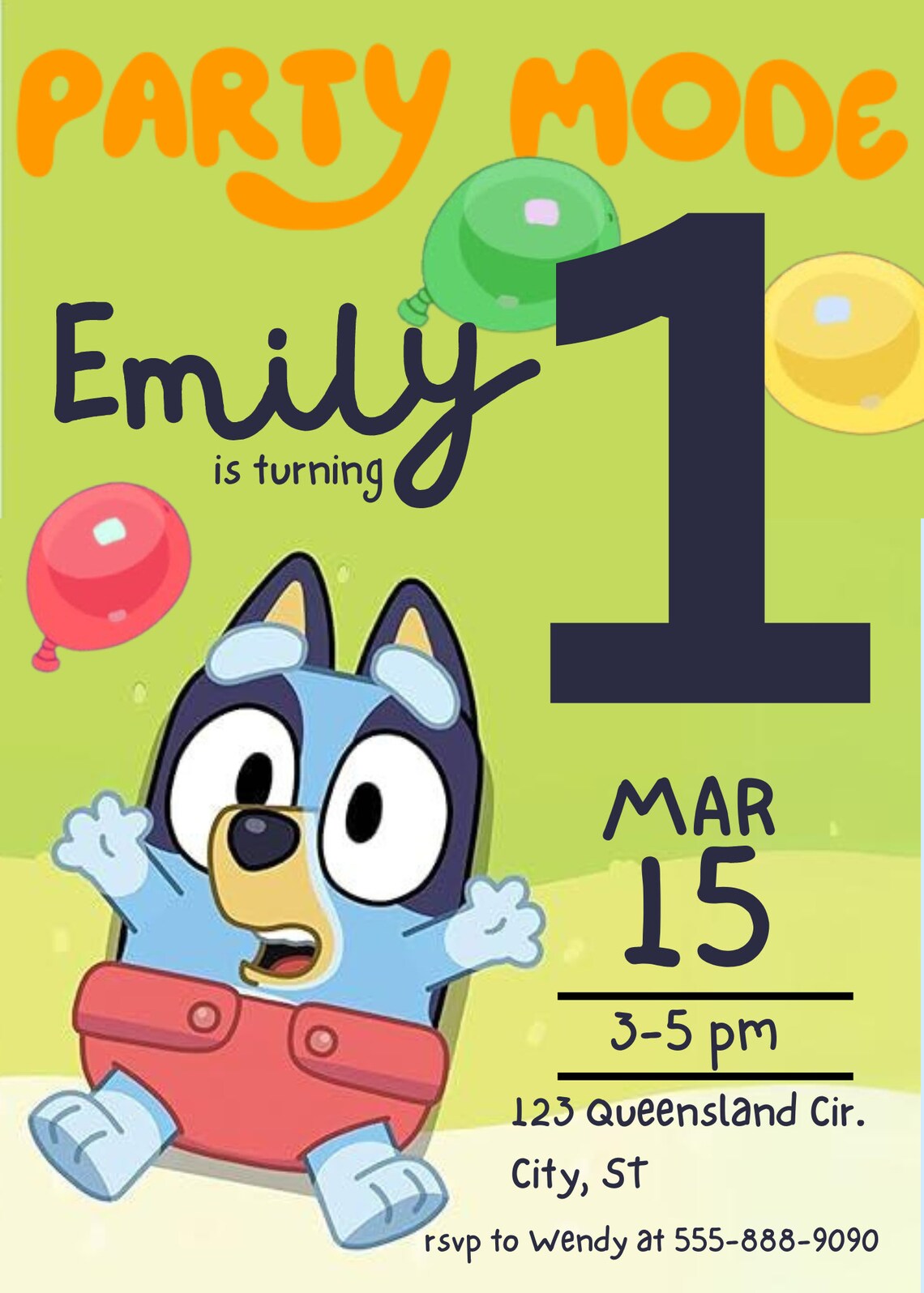 Bluey Birthday Invite First Birthday Editable Link - Etsy