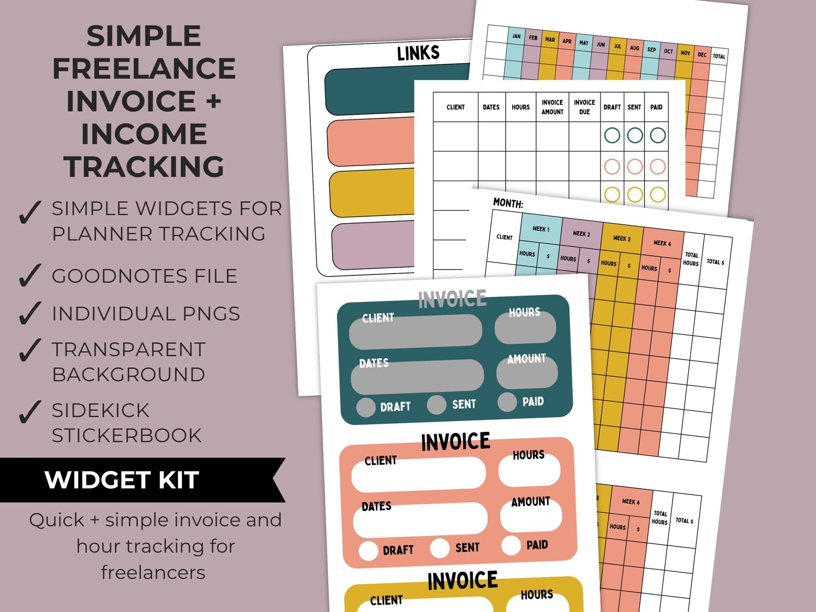Simple Invoice and Income Tracking for Freelancers | Goodnotes + Pngs ...