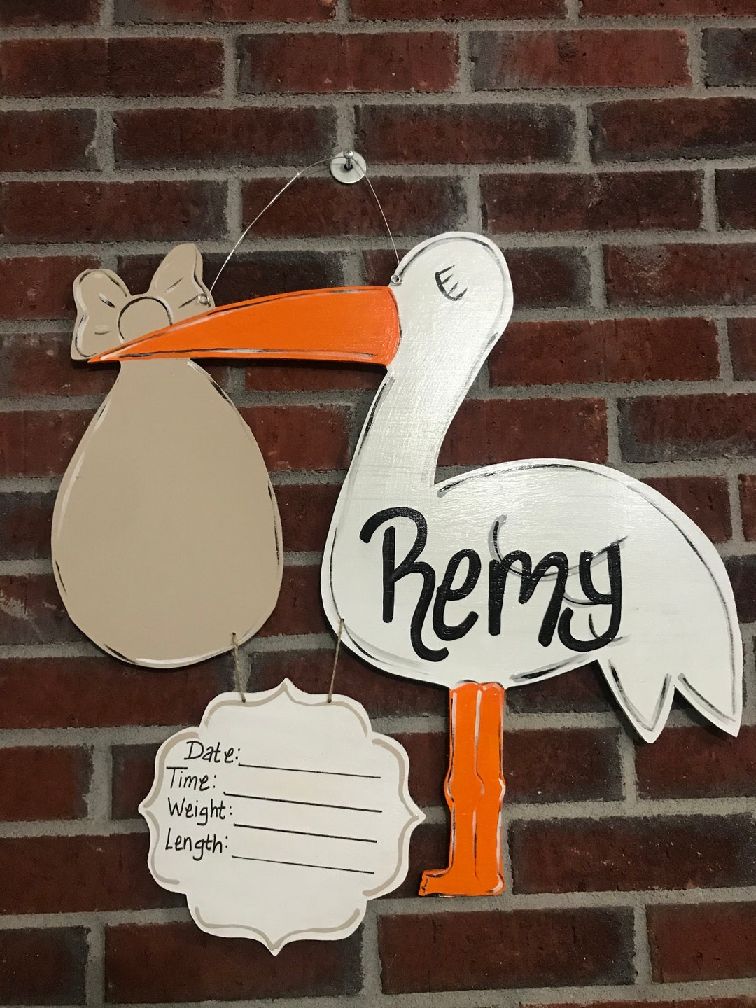 Door Hanger / Hospital Sign - Baby Stork With Stats Wooden Door Hanger ...