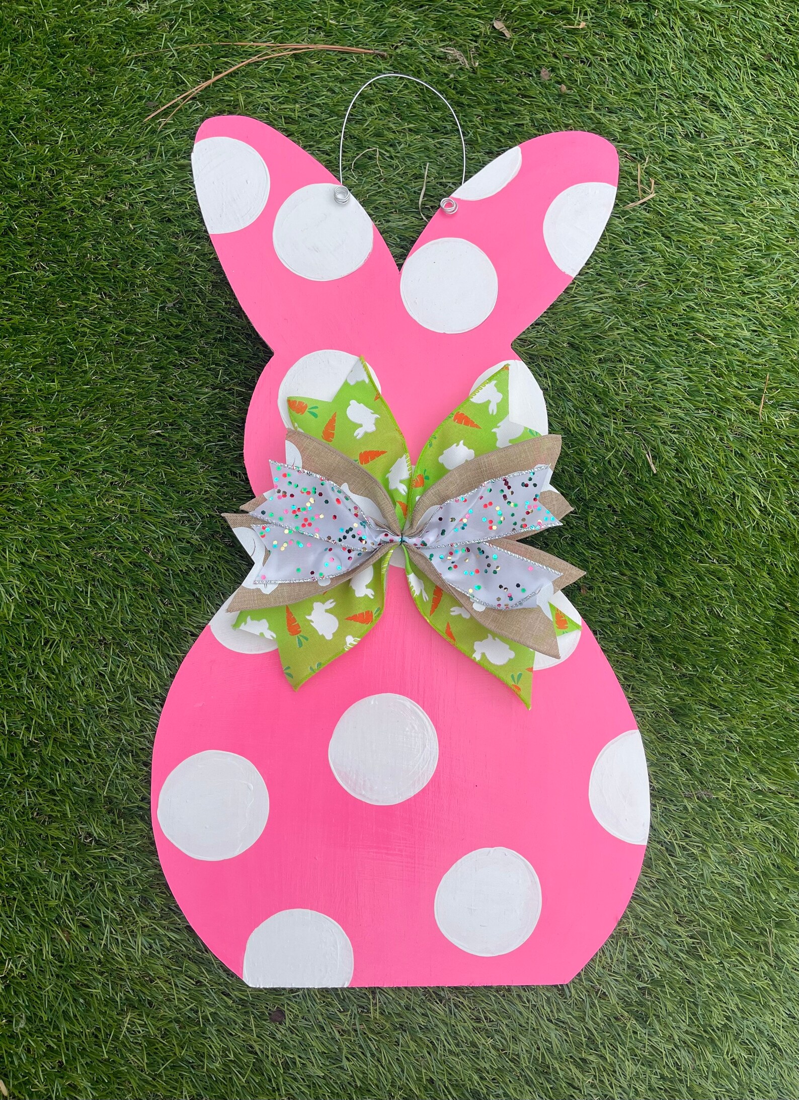 Hot Pink Polka Dot Easter Bunny Door Hanger - Etsy