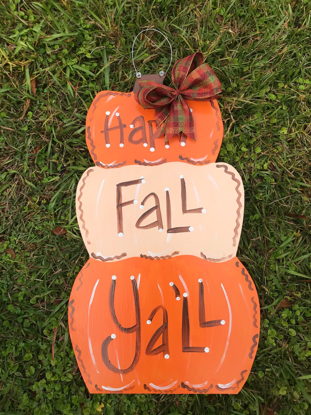 Happy Fall Yall Stacked Pumpkin Door Hanger - Etsy