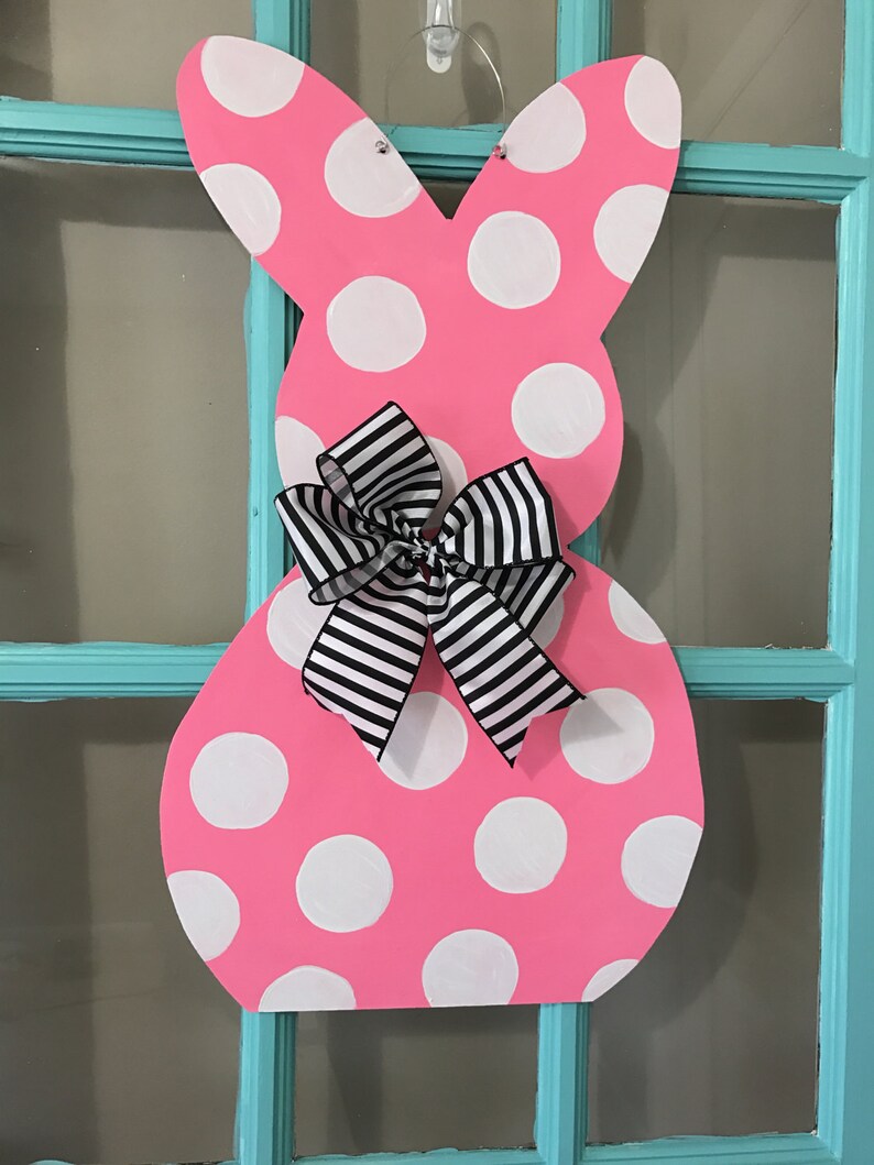 Hot Pink Polka Dot Easter Bunny Door Hanger - Etsy