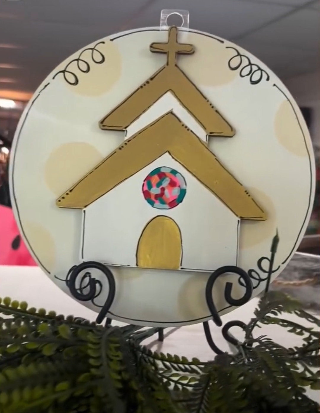 Church Attachment for Wood Door Hanger Wreath Interchangeable Wreath ...