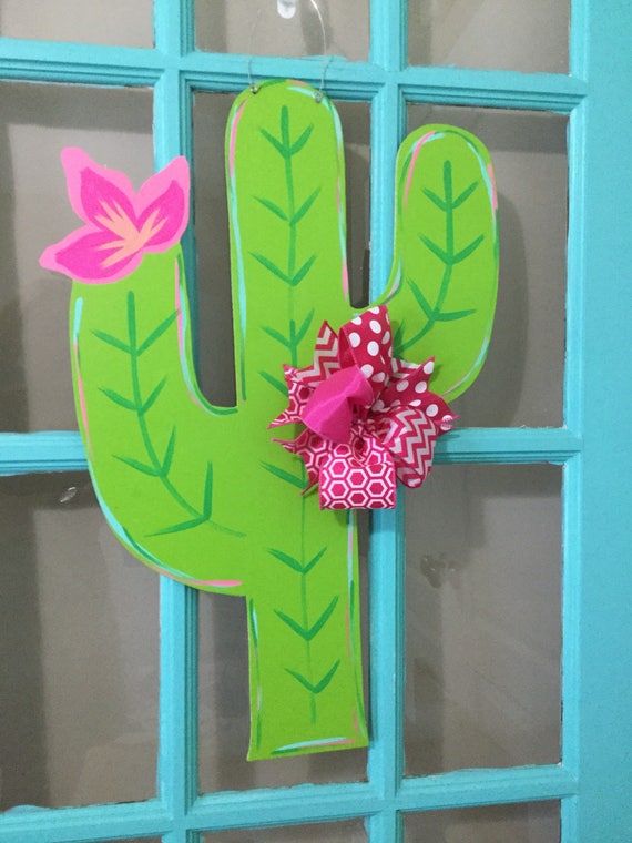 Cactus Wooden Door Hanger | Etsy