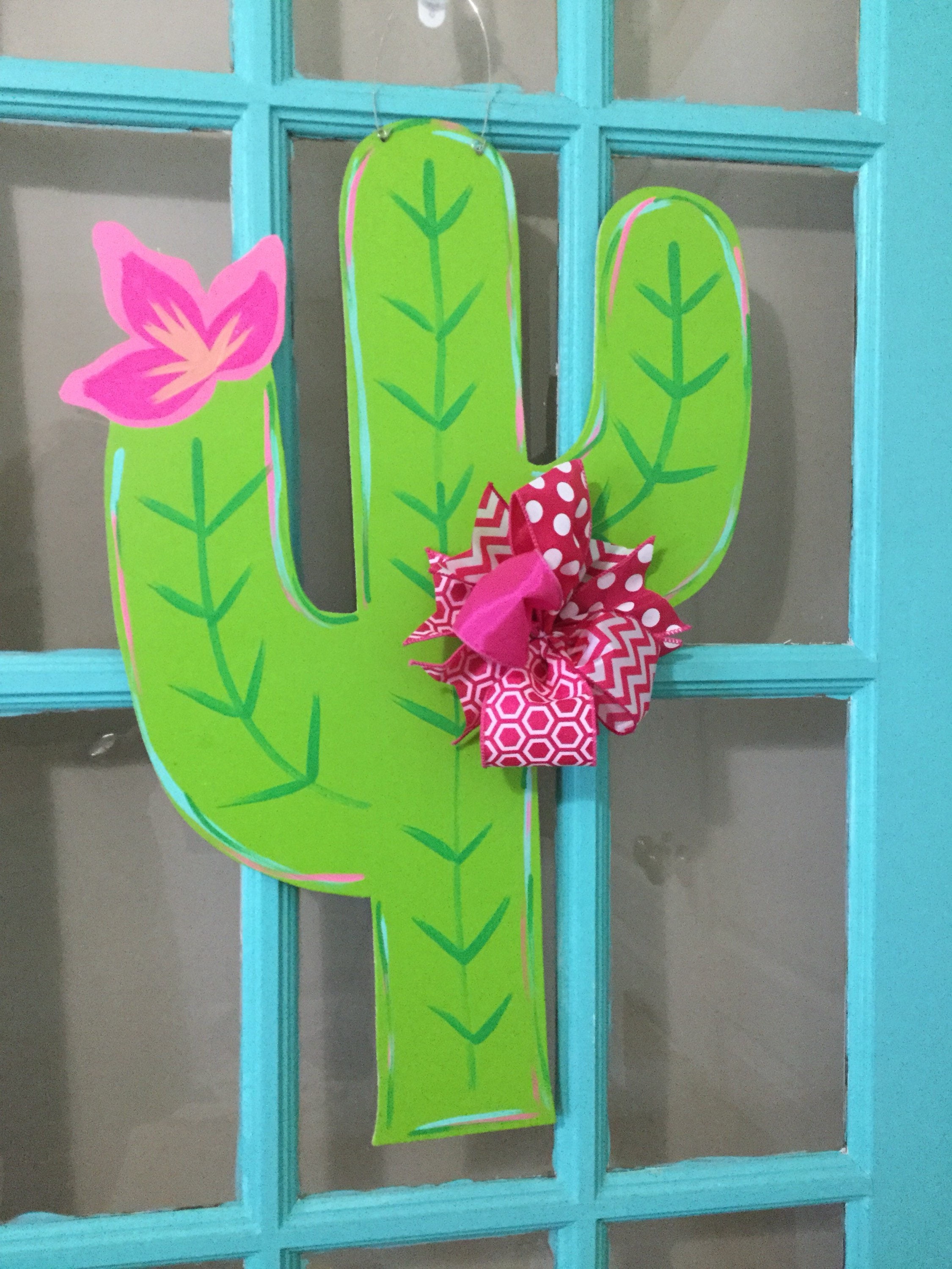 Cactus Wooden Door Hanger | Etsy