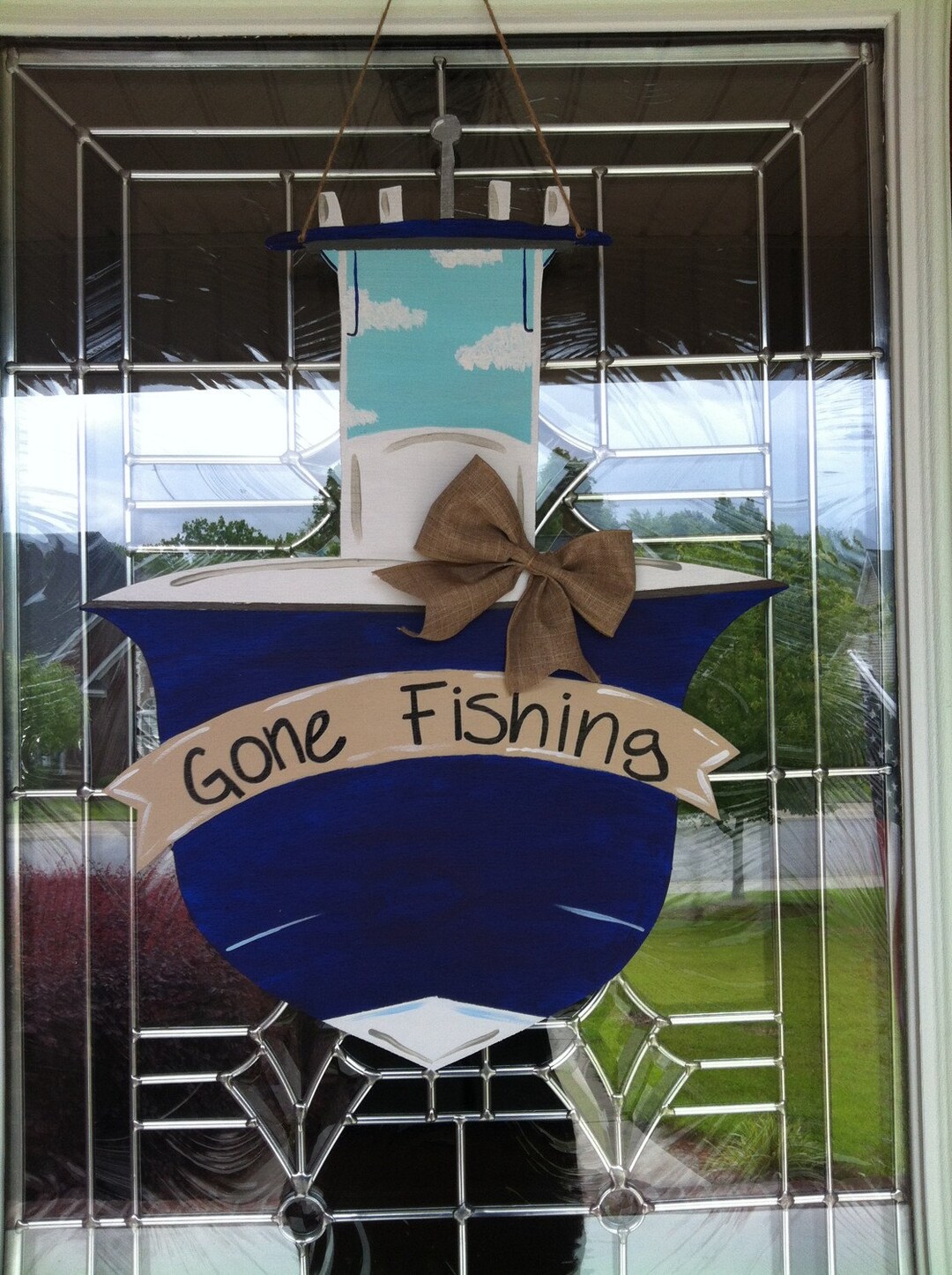 Fishing Boat Gone Fishing Wooden Door Hanger - Etsy