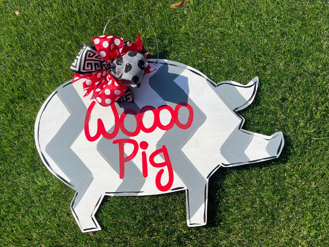 Football Pig Wooden Door Hanger | Etsy