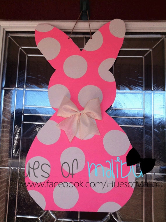 Hot Pink Polka Dot Easter Bunny Door Hanger | Etsy