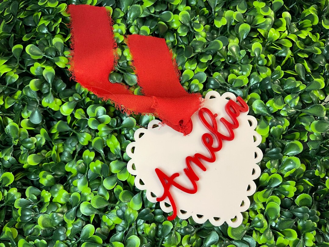 Name Tag / Acrylic Name Tag - Valentines Heart Name Tag - Heart ...