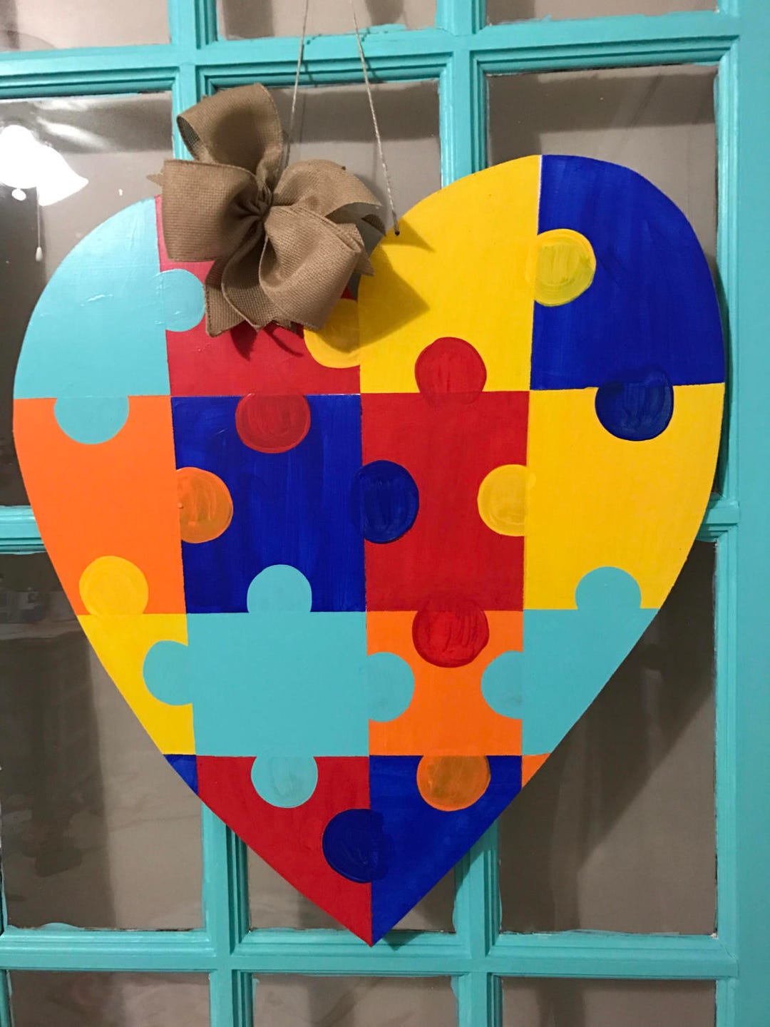 Door Hanger Autism Awareness Heart Puzzle Piece Wooden Door Hanger ... Door Hanger Autism Awareness Heart Puzzle Piece Wooden Door Hanger ...