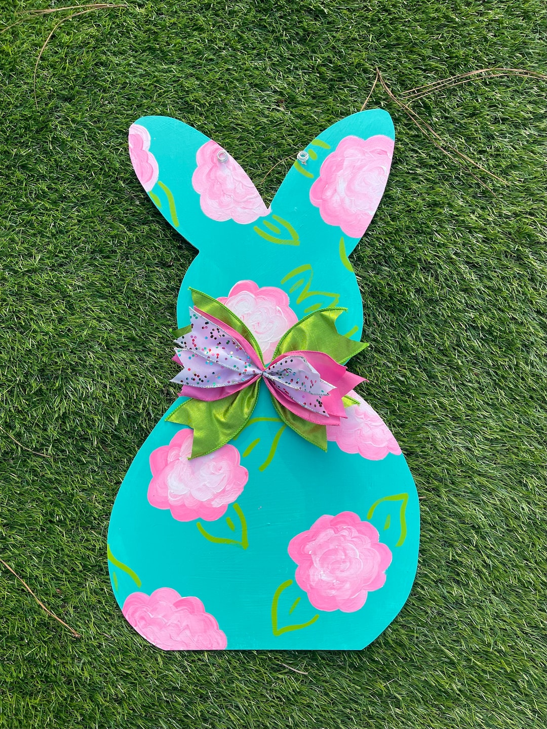 Door Hanger / Preppy Easter Bunny Aqua Door Hanger - Easter Bunny ...
