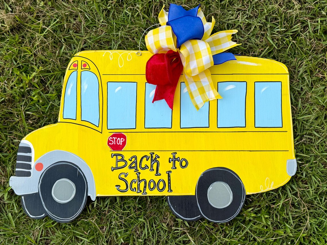Door Hanger / School Bus Wooden Door Hanger - School - Bus - Back to ...
