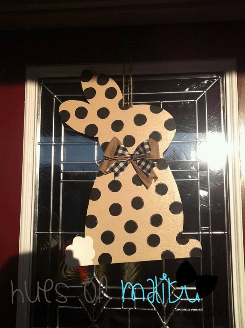 Polka Dot Bunny Rabbit Wood Door Hanger - Etsy