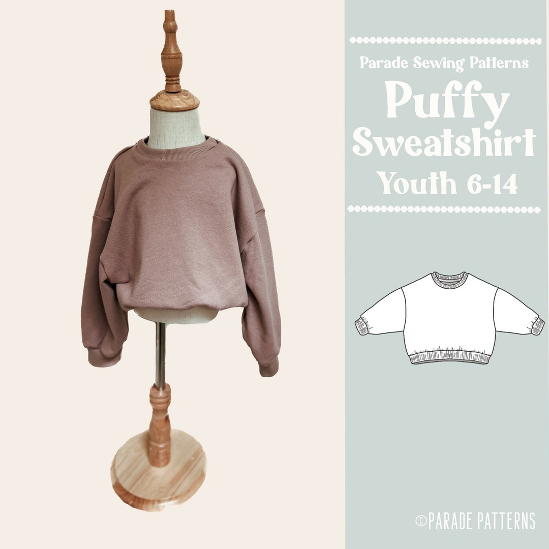 Child or Teen Puffy SWEATSHIRT SEWING Pattern Pdf | Easy Sewing Pattern ...