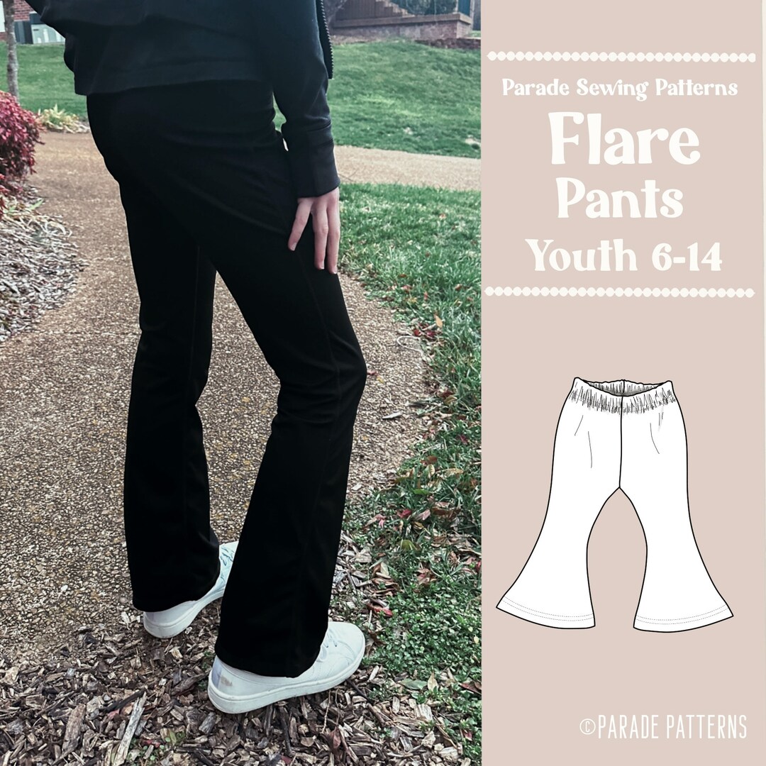 FLARE PANTS Pdf Sewing Pattern/a0 for Youth Sizes 6-14 | Video Tutorial ...
