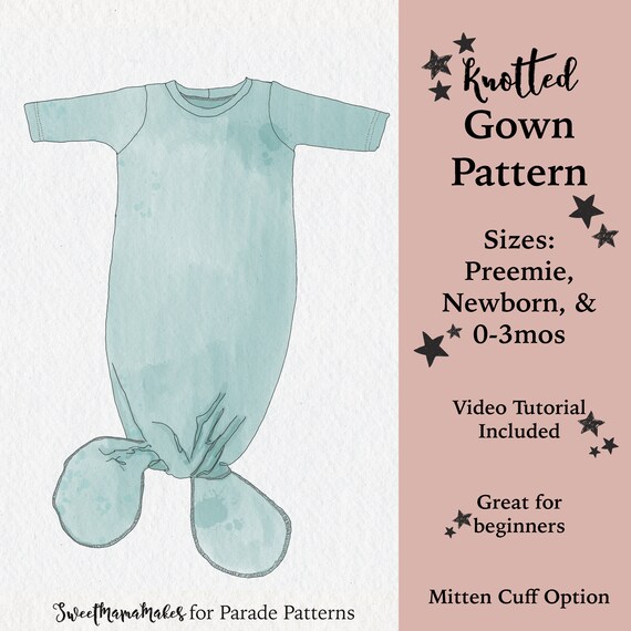 BABY GOWN Sewing Pattern Pdf 3 Sizes Knotted Gown Mermaid - Etsy