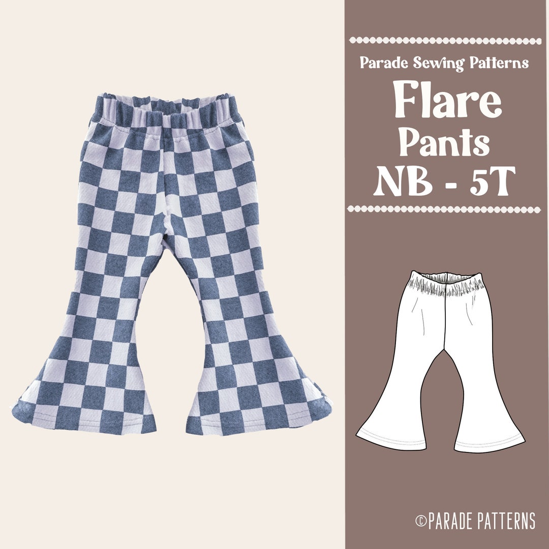 FLARE PANTS Pdf Sewing Pattern/a0 | Video Tutorial | Bell Bottom Pants ...