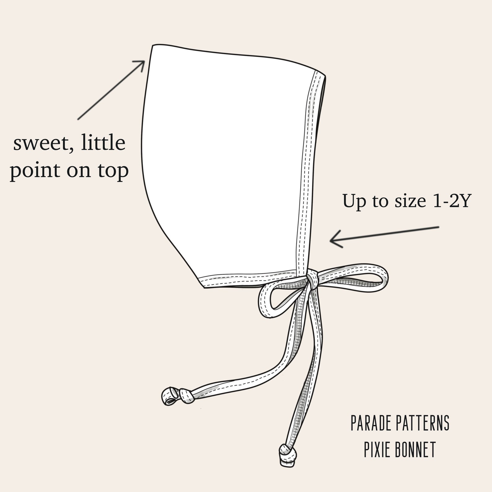 BABY BONNET SEWING Pattern, Pixie Bonnet, 5 Sizes, Video Tutorial ...
