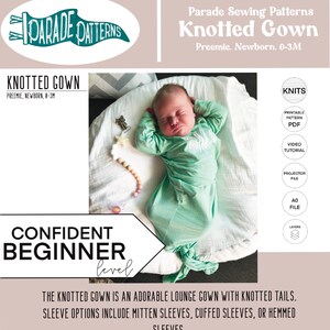 KNOTTED GOWN for BABY Sewing Pattern Pdf/a0 | Video Tutorial | Baby ...